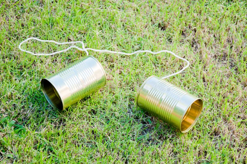 Tin can toy telephone stock photo. Image of closeup, playthings - 16440074