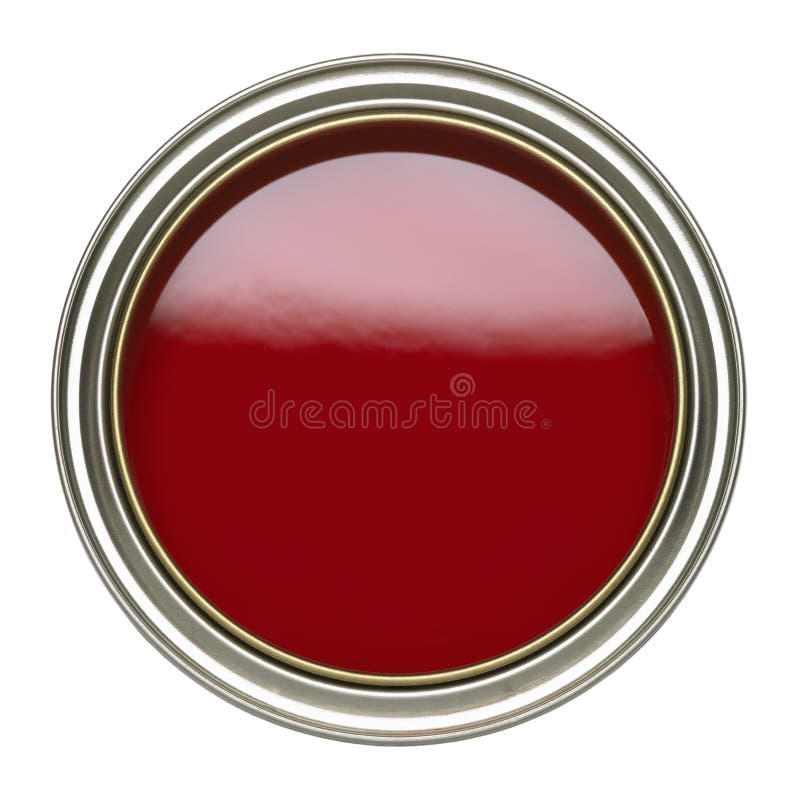 Tin of Red Paint on White Background Stock Photo - Image of decoration ...