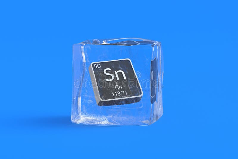 Tin Sn Chemical Element of Periodic Table in Ice Cube Stock ...