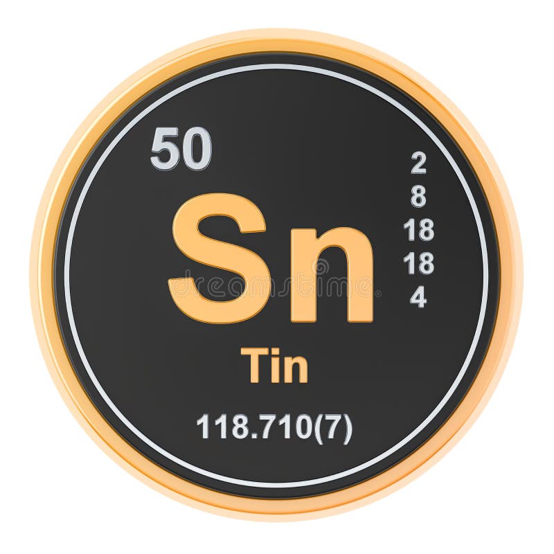 Tin, Stannum Sn Chemical Element. 3D Rendering Stock Illustration ...