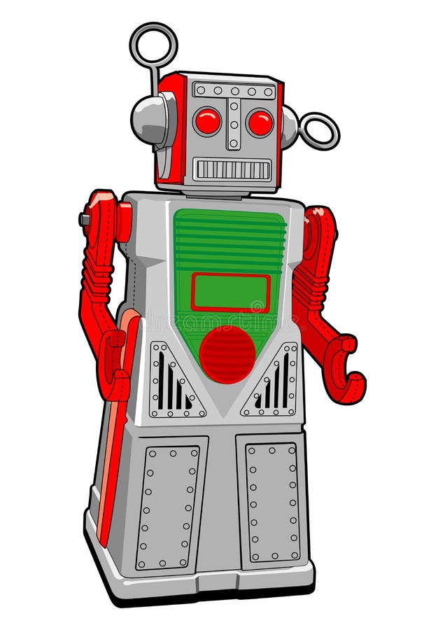 Tin Toy Robot in Vector stock vector. Illustration of vintage - 8065345