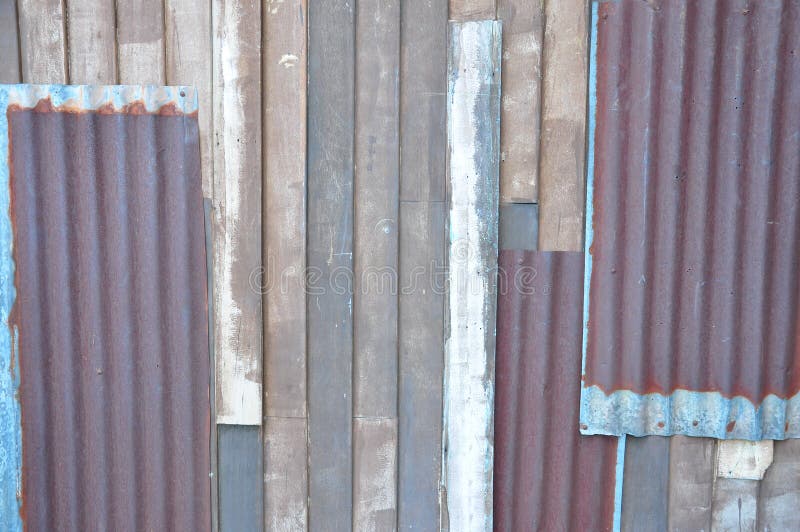 Tin and wood wall stock photo. Image of pattern, metal - 31375214