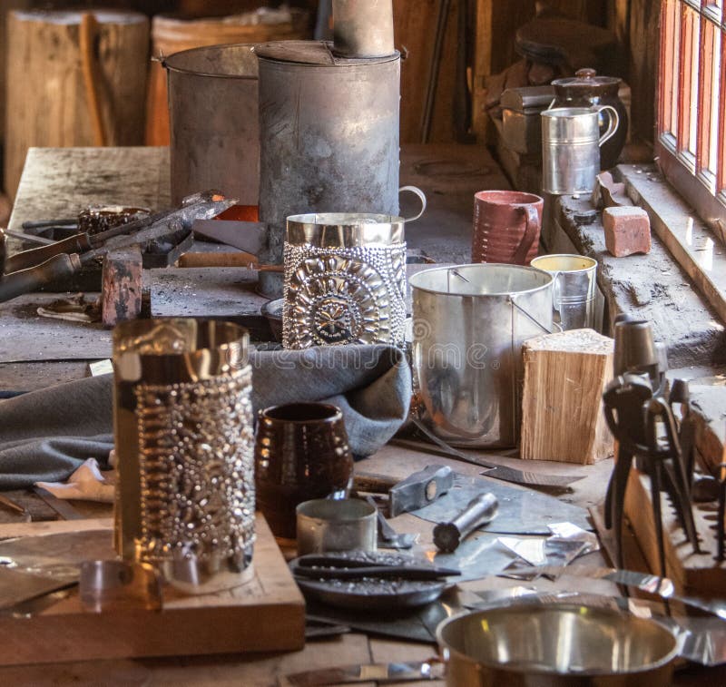 Tin Work Process in Old Sturbridge Village Stock Photo - Image of metal ...
