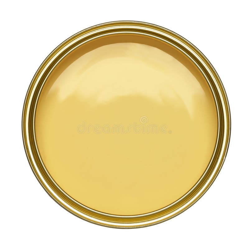Tin of Yellow Paint on White Background Stock Image - Image of ...