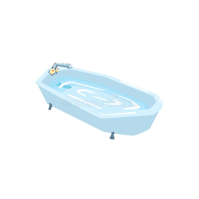 Tina De Baño Llenada De Agua Ilustración del Vector - Ilustración de ...