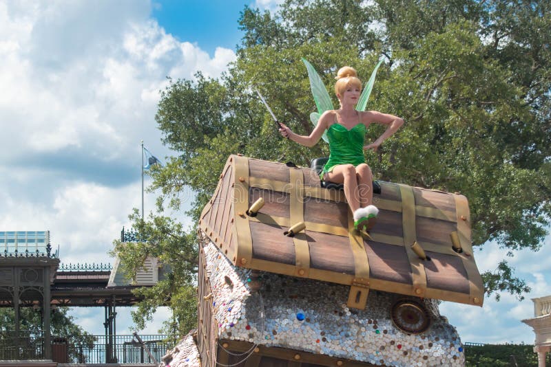 Tinker Bell on Beautiful Parade Float at Magic Kingdom 377 Editorial ...