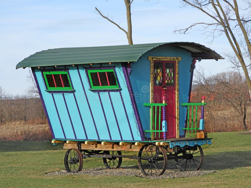 Tinker Style Tiny Home Traveling Caravan Stock Image - Image of peddler ...
