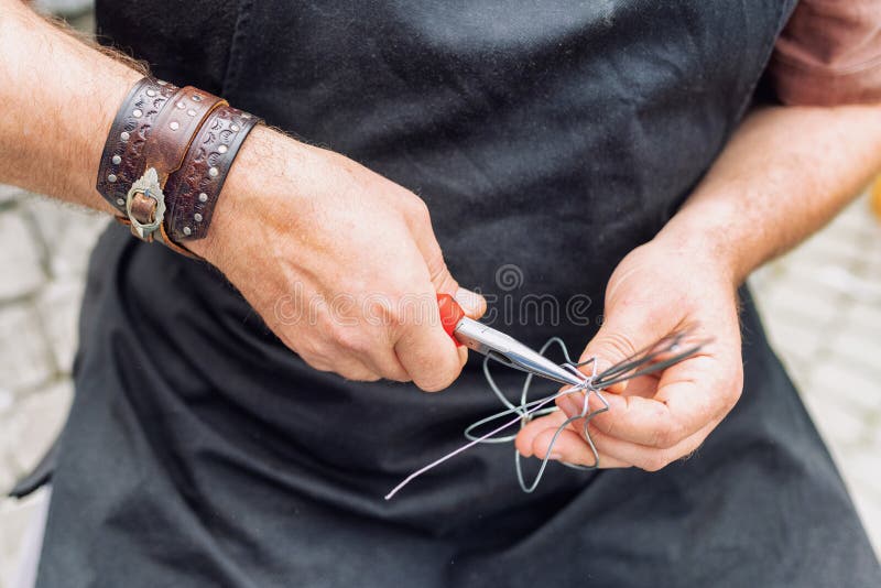 Tinker Drotar Making a Product from Wire. Traditional Folk Art in ...