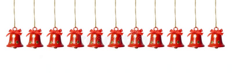 Tinkle Bells Hanging in a Row Stock Image - Image of holly, cord: 7279545