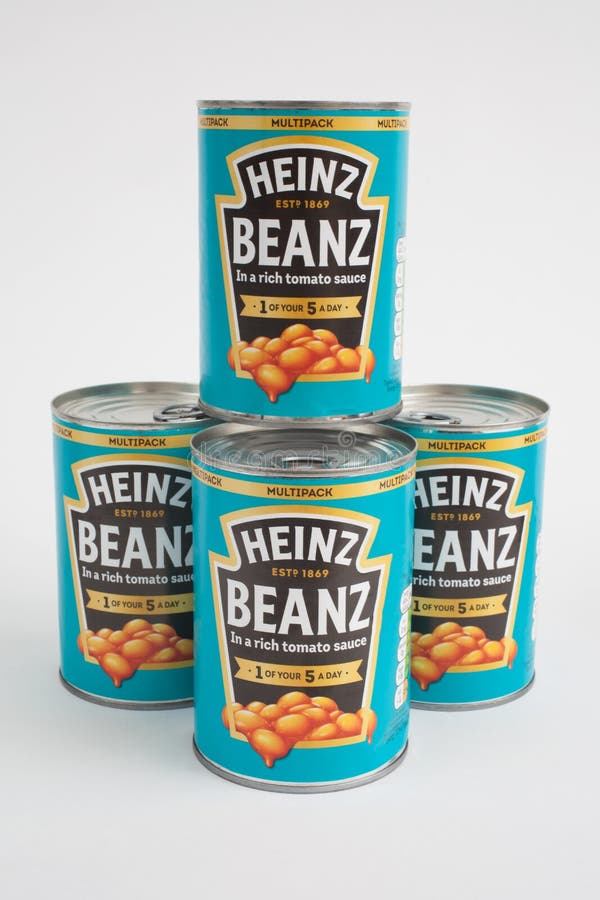 Tin of Heinz Baked Beans editorial stock image. Image of white - 169178564
