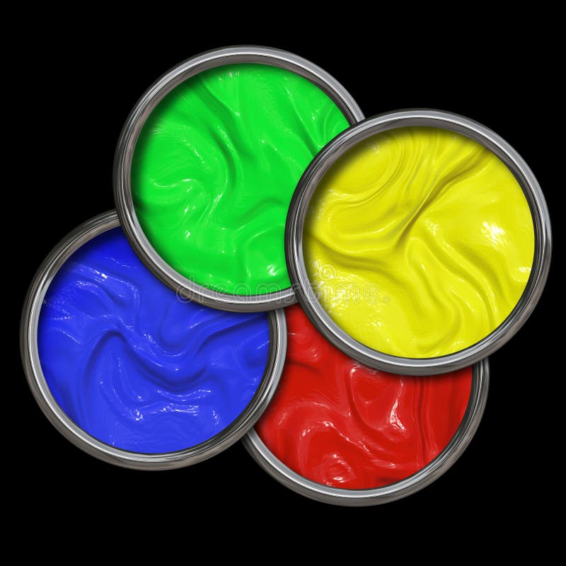 Tins of Paint and Brush-Four Color Process Stock Vector - Illustration ...