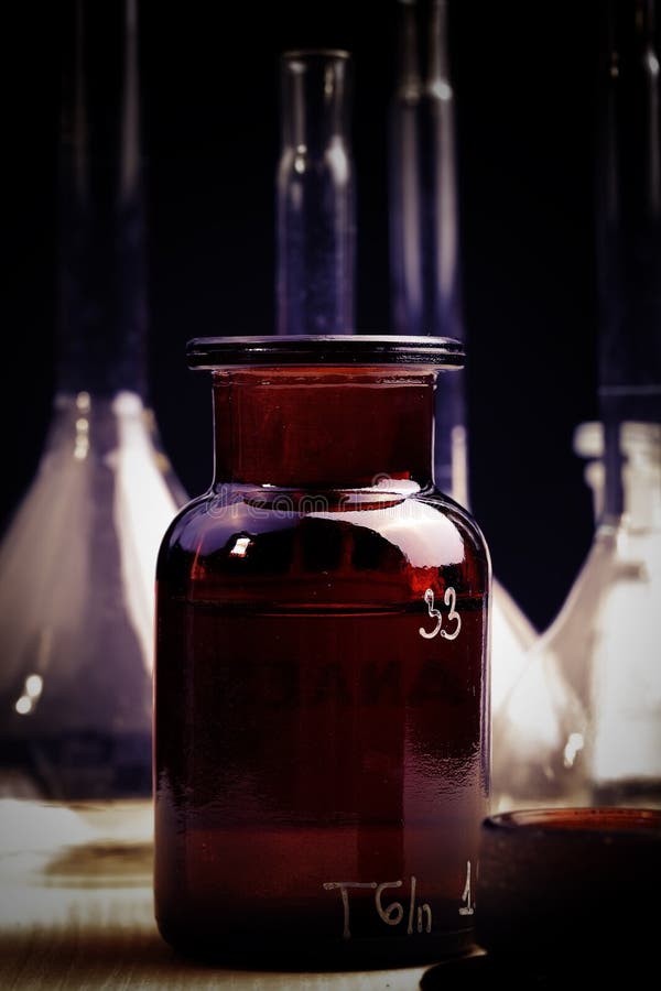 Tinted glass bottle stock photo. Image of chemistry, macro - 72088608