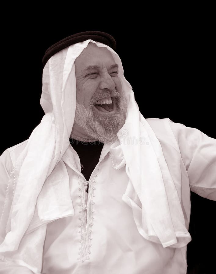 Tinted Portrait of a Very Happy, Laughing Sheik Stock Image - Image of ...