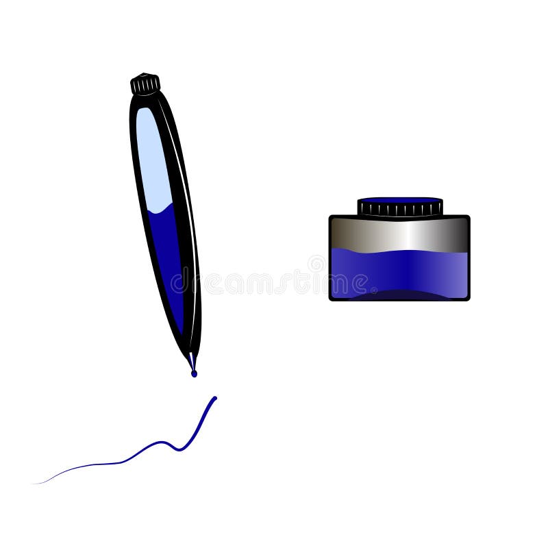 Tintenstift mit Tinte stock abbildung. Illustration von hell - 72886148