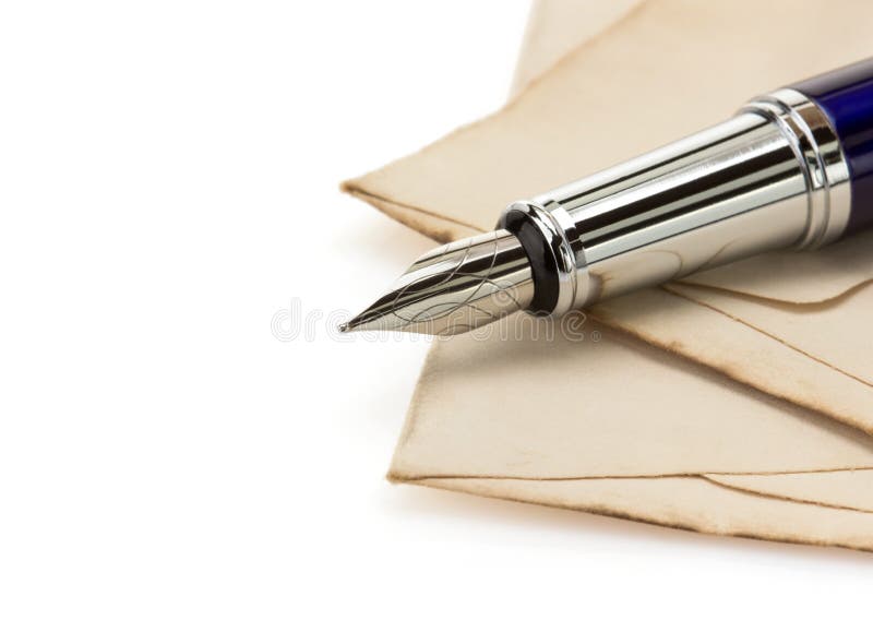 Tintenstift Und Gealtertes Papier Stockbild - Bild von schwarzes, feder ...