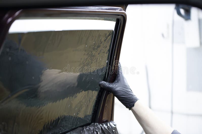 Tinting of Car Windows.Window Film for Car Stock Image - Image of tint ...
