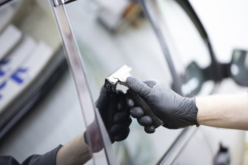 Tinting of Car Windows.Window Film for Car Stock Image - Image of ...