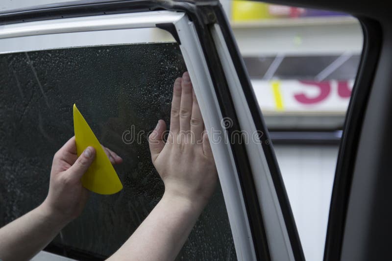 Tinting of Car Windows.Window Film for Car Stock Photo - Image of male ...