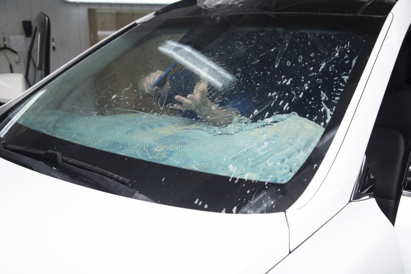 Tinting of Car Windows.Window Film for Car Stock Photo - Image of ...