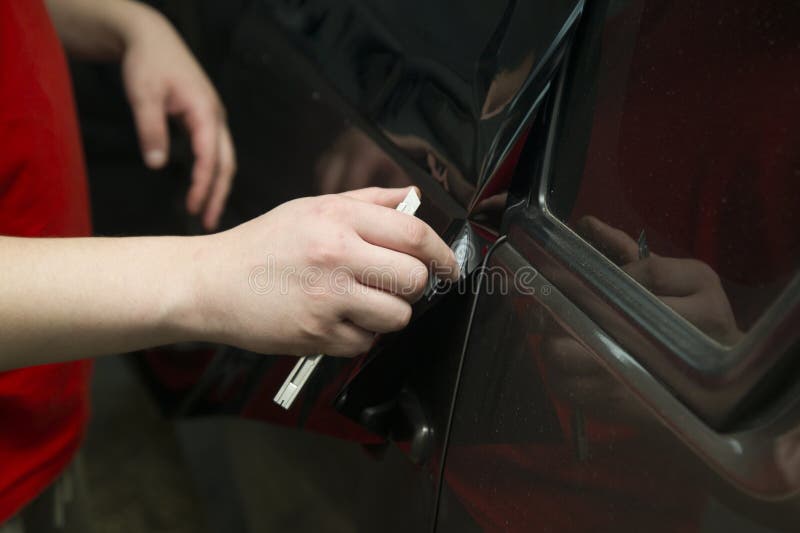 Tinting of Car Windows.Window Film for Car Stock Image - Image of ...