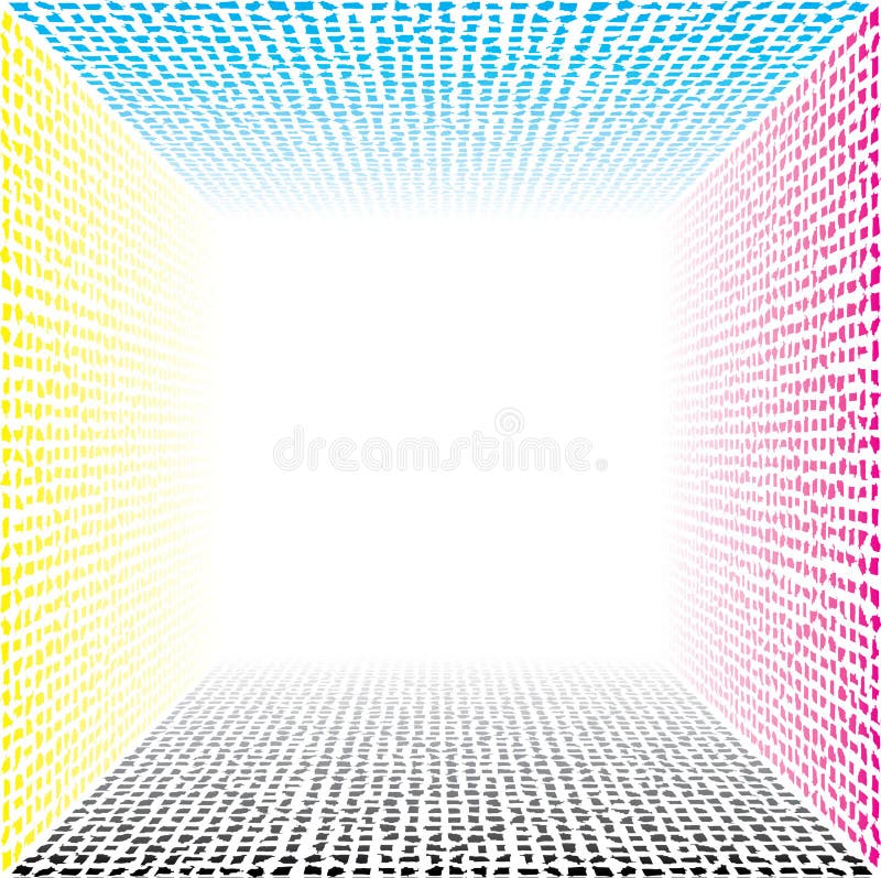 Amorphous Tiny Shapes Comprising 3D Distorted, Fading Frame in CMYK ...