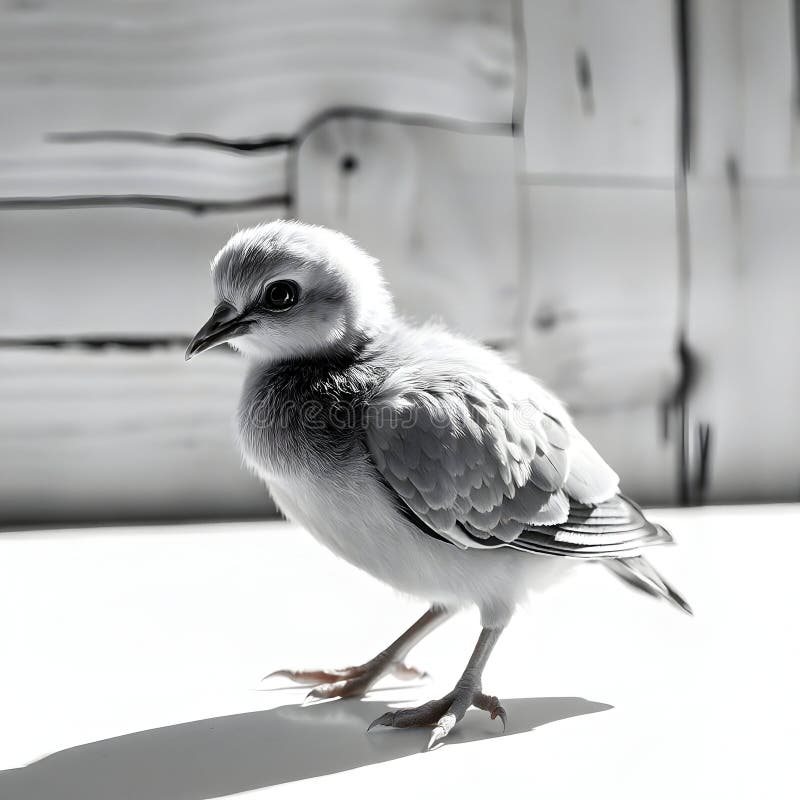 A Tiny Baby Pigeon with Small Grey Feathers Standing Stock Illustration ...