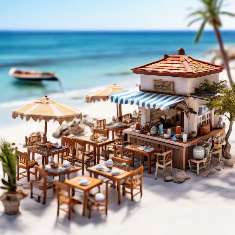 A Tiny Beachside Restaurant with Miniat New Beautiful Stock Photo ...