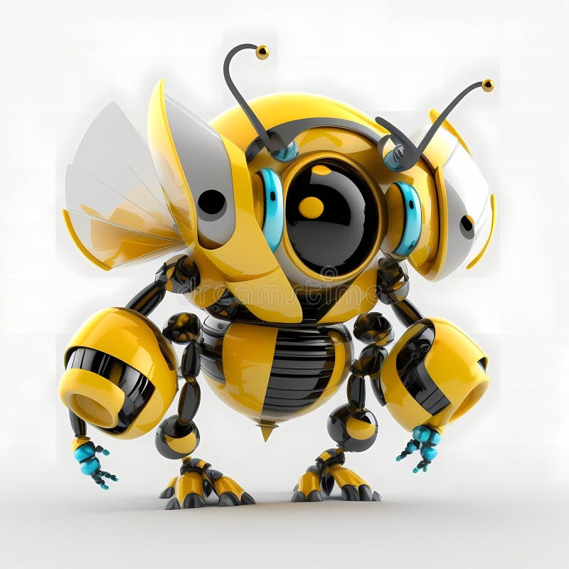 Tiny Bee Robot. Generative AI Stock Illustration - Illustration of ...