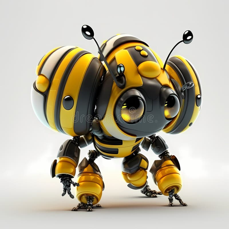 Tiny Bee Robot. Generative AI Stock Illustration - Illustration of ...