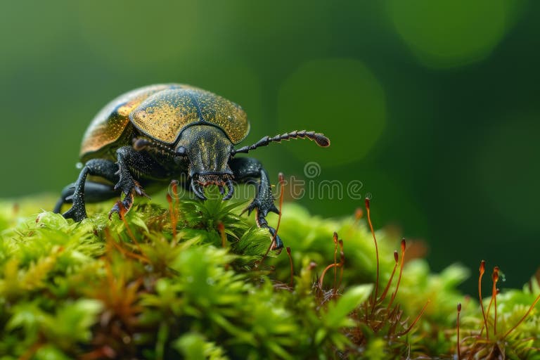 Tiny Beetle Moss Nature Insect. Generate Ai Stock Photo - Image of wild ...