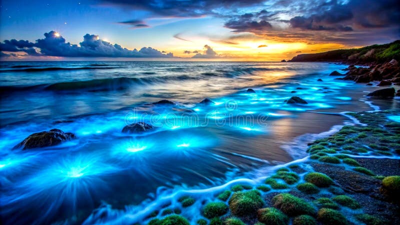 A Spectacle of Light and Life Beneath the Waves Computer-generated ...