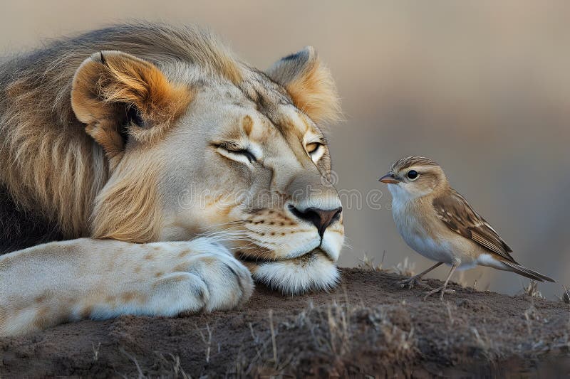A Tiny Bird, Delicate and Fragile, Perches Cautiously on the Dry Earth ...
