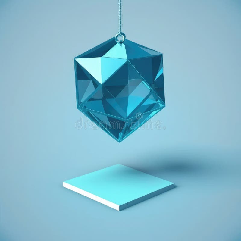 Tiny Blue Diamond Suspended in Mid-air Podium, Empty Showcase for ...