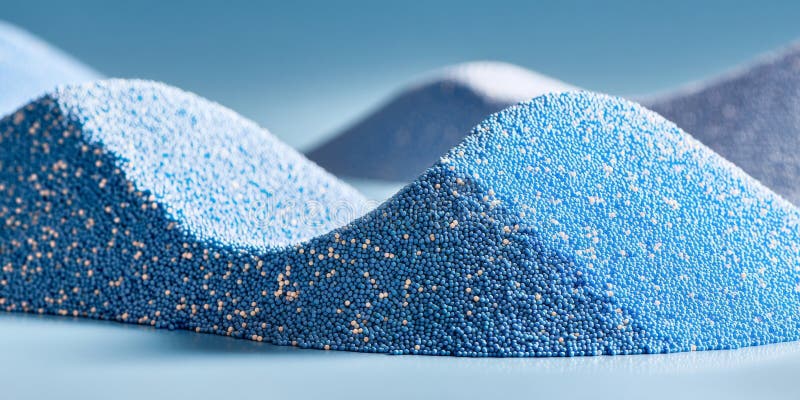 Mounded Blue Plastic Micro-pellets Forming Waves on Clean Surface in ...