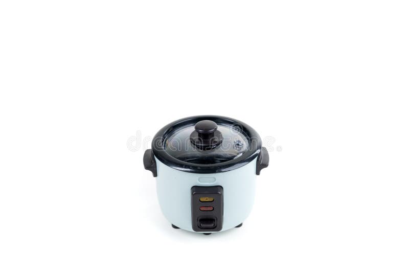 Tiny Blue Toy Rice Cooker with Lid Over White Stock Photo - Image of ...