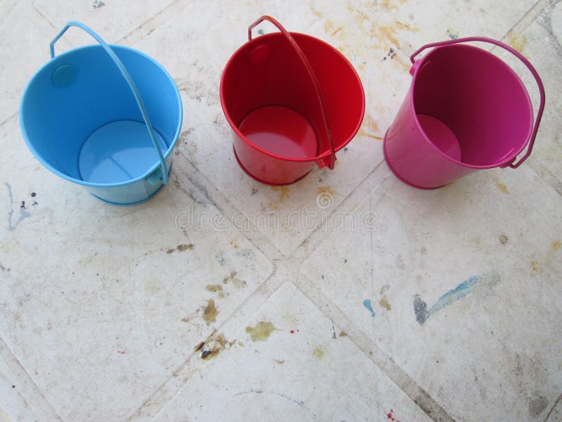 Tiny Buckets. stock image. Image of gardening, classic - 85391045