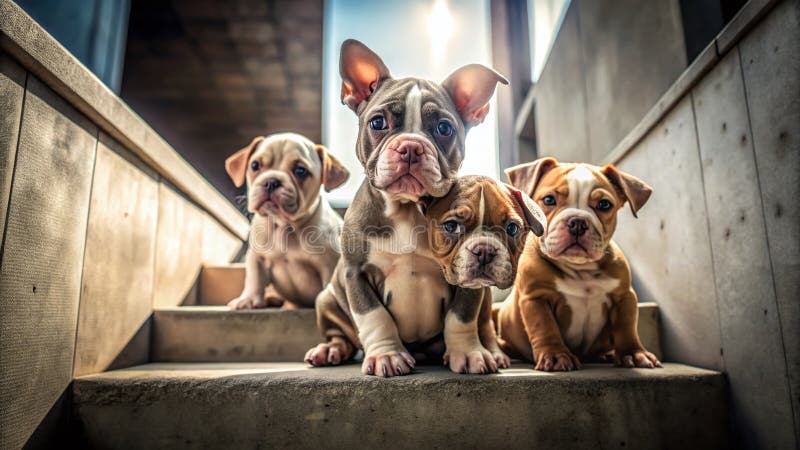 Tiny Bully Puppies Embrace Modern Architecture Adorable Micro Bully ...