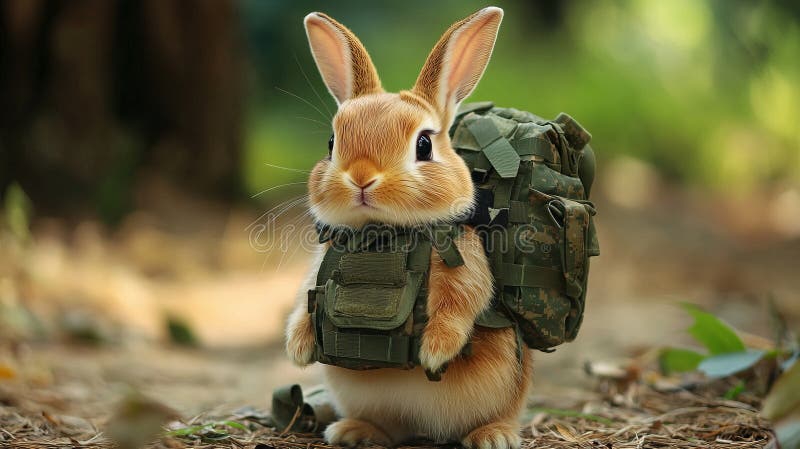 Tiny Bunny Soldier, Geared Up in Camouflage Gear. a Unique, Adorable ...