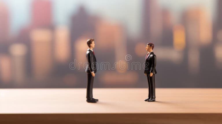 Miniature Business Men Stand in Front of Neutral Background Stock ...