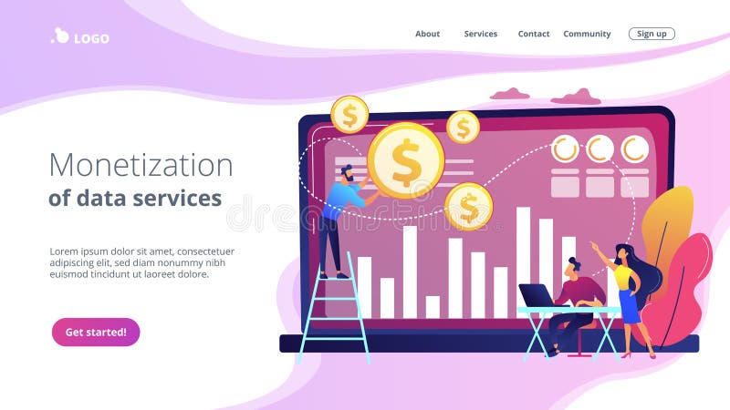 Data Monetization Concept Landing Page. Stock Vector - Illustration of ...