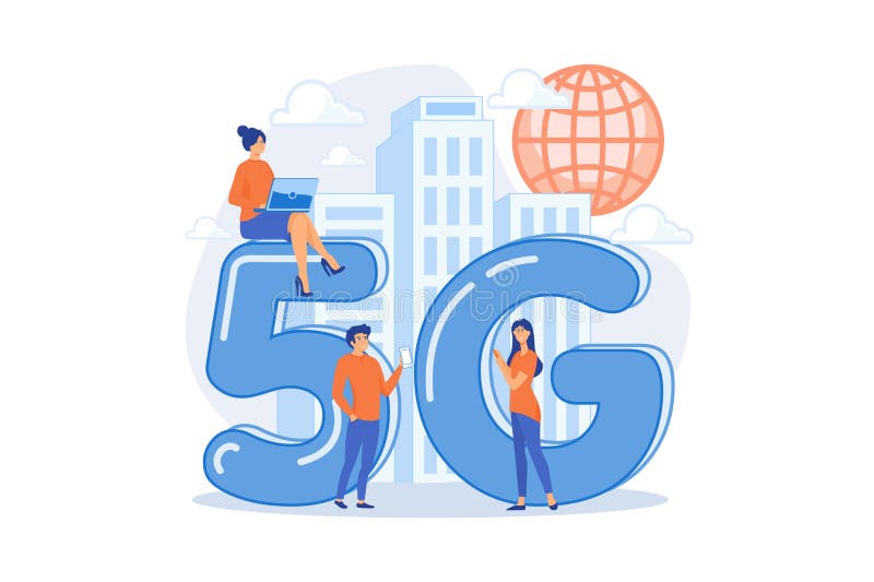 Tiny Business People with Mobile Devices Using 5g Technology. 5g ...