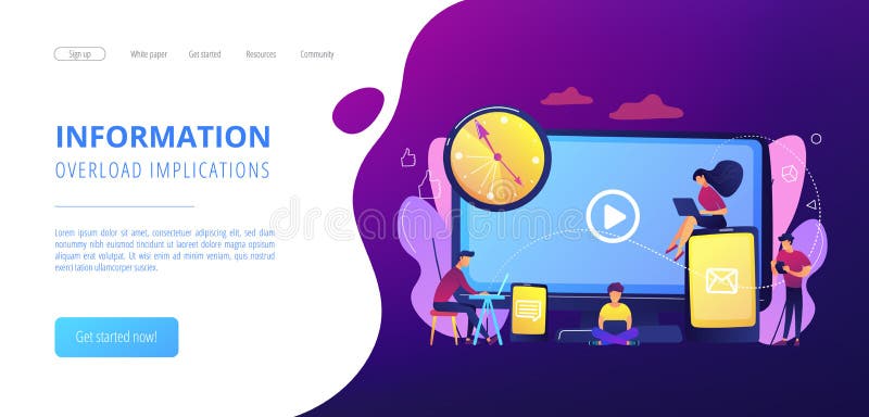 Screen Addiction Concept Landing Page. Stock Vector - Illustration of ...