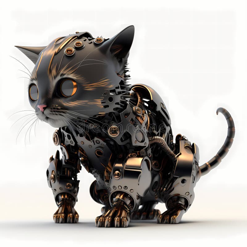 Tiny Cat Robot. Generative AI Stock Illustration - Illustration of ...