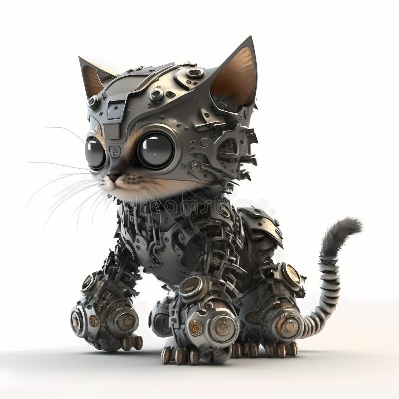Tiny Cat Robot. Generative AI Stock Illustration - Illustration of ...