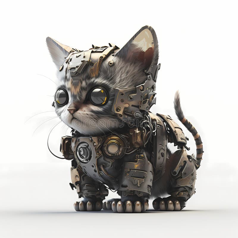 Tiny Cat Robot. Generative AI Stock Illustration - Illustration of ...