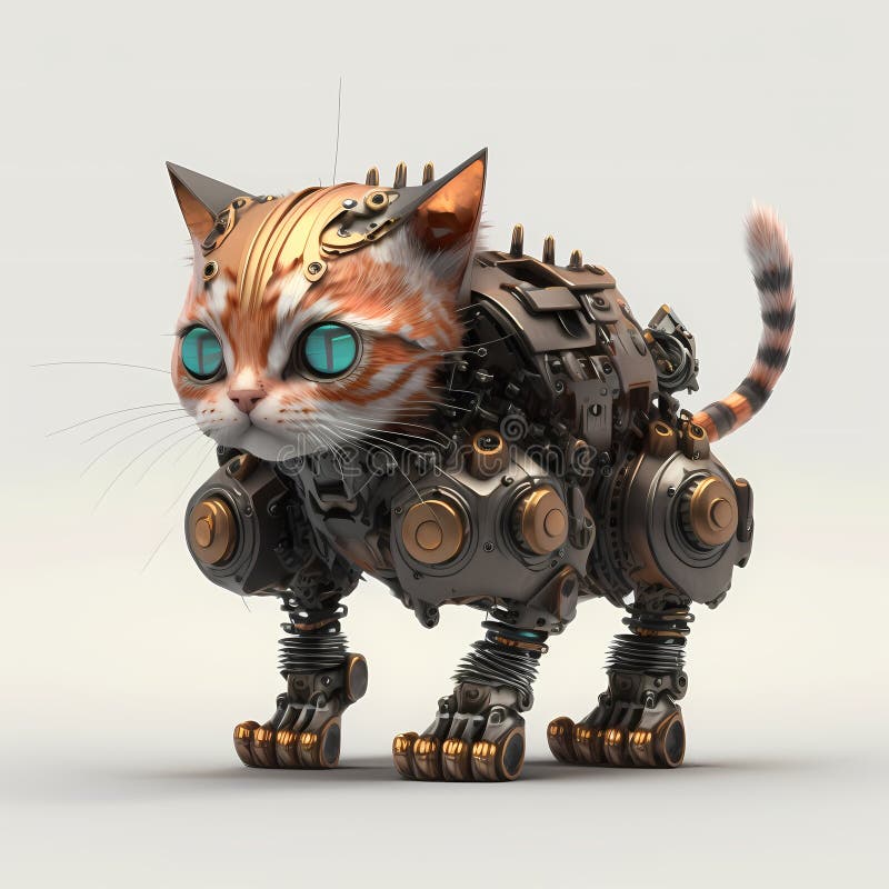Tiny Cat Robot. Generative AI Stock Illustration - Illustration of ...