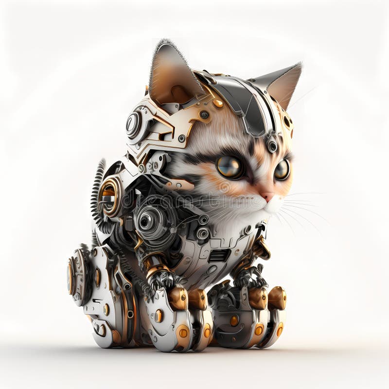 Tiny Cat Robot. Generative AI Stock Illustration - Illustration of ...