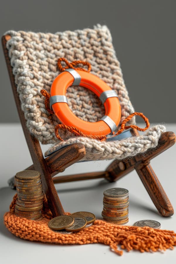 A Tiny Chair on a Table with a Life Preserver Resting on Top of it ...
