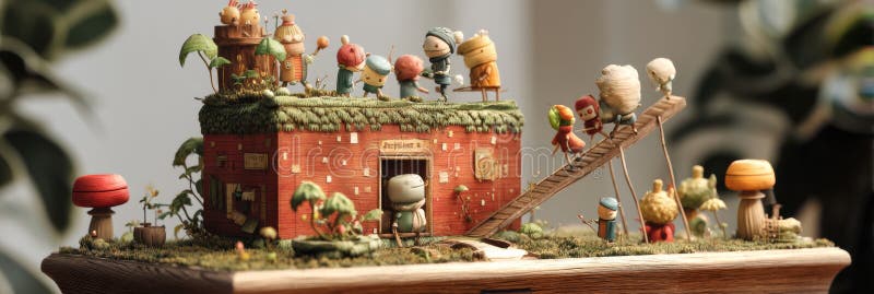 Whimsical Characters Constructing a Giant Box with Vibrant Details and ...
