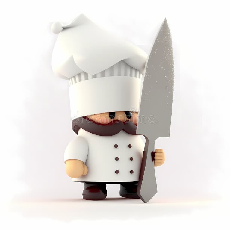Tiny Chef with Knife Character. Generative AI Stock Illustration ...